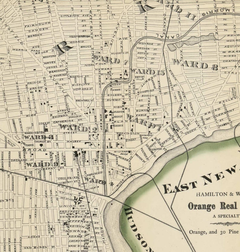 Essex County New Jersey 1874 Map Old Wall Map Reprint With - Etsy