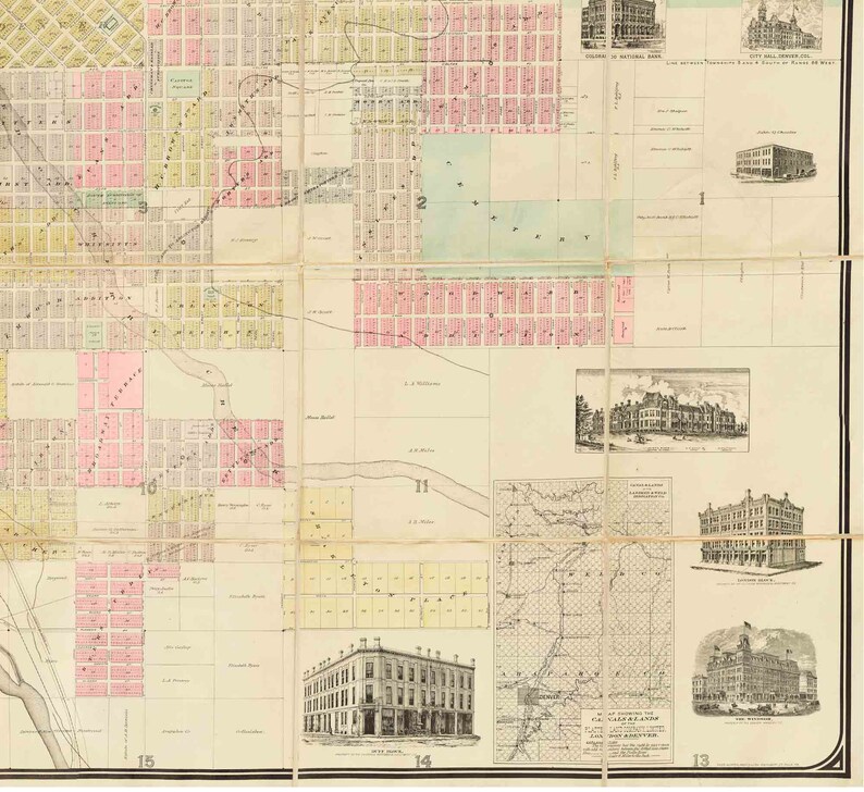 Denver Colorado 1881 Old Map Reprint Landowner Names Genealogy - Etsy