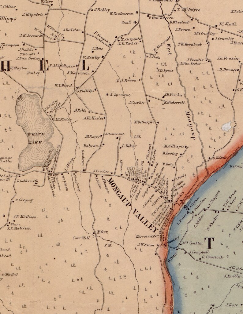 Sullivan County New York 1856 Old Wall Map Reprint With - Etsy