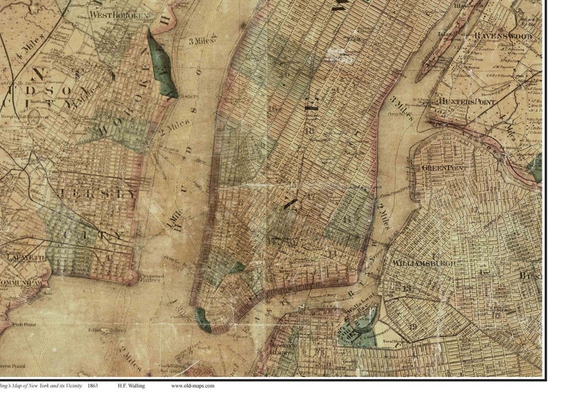 Hudson County NJ 1863 Wall Map Custom Reprint With Homeowner - Etsy