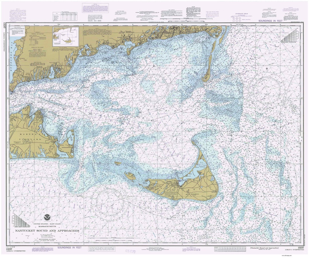 Nantucket Sound and Approaches 1984 Nautical Map Reprint - Etsy