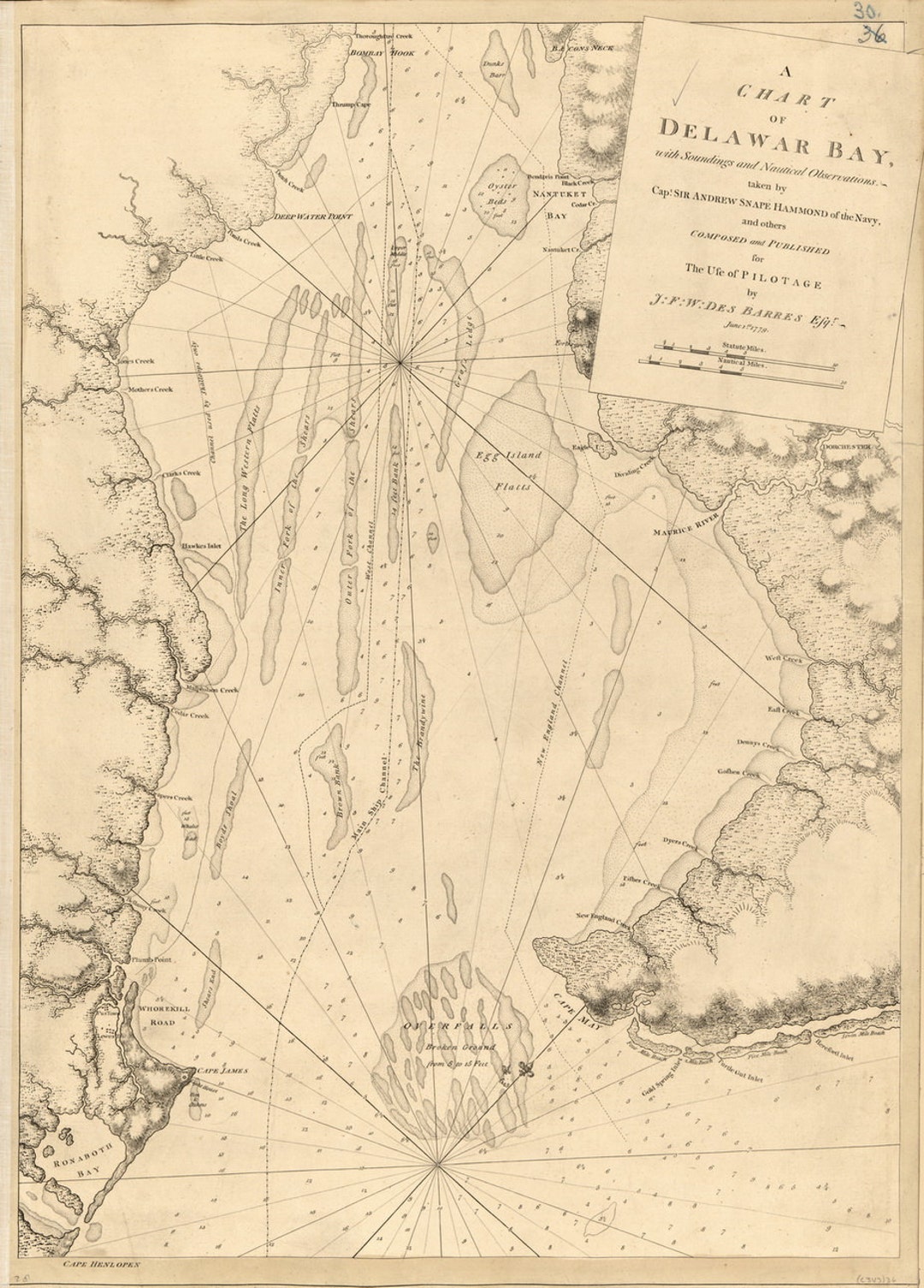 Delaware Bay 1779 Map - Revolutionary War Survey by British Navy - Des ...
