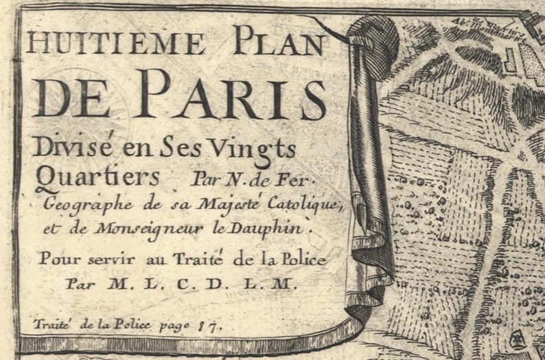 Old Map of Paris 1705 France Center City Property | Etsy