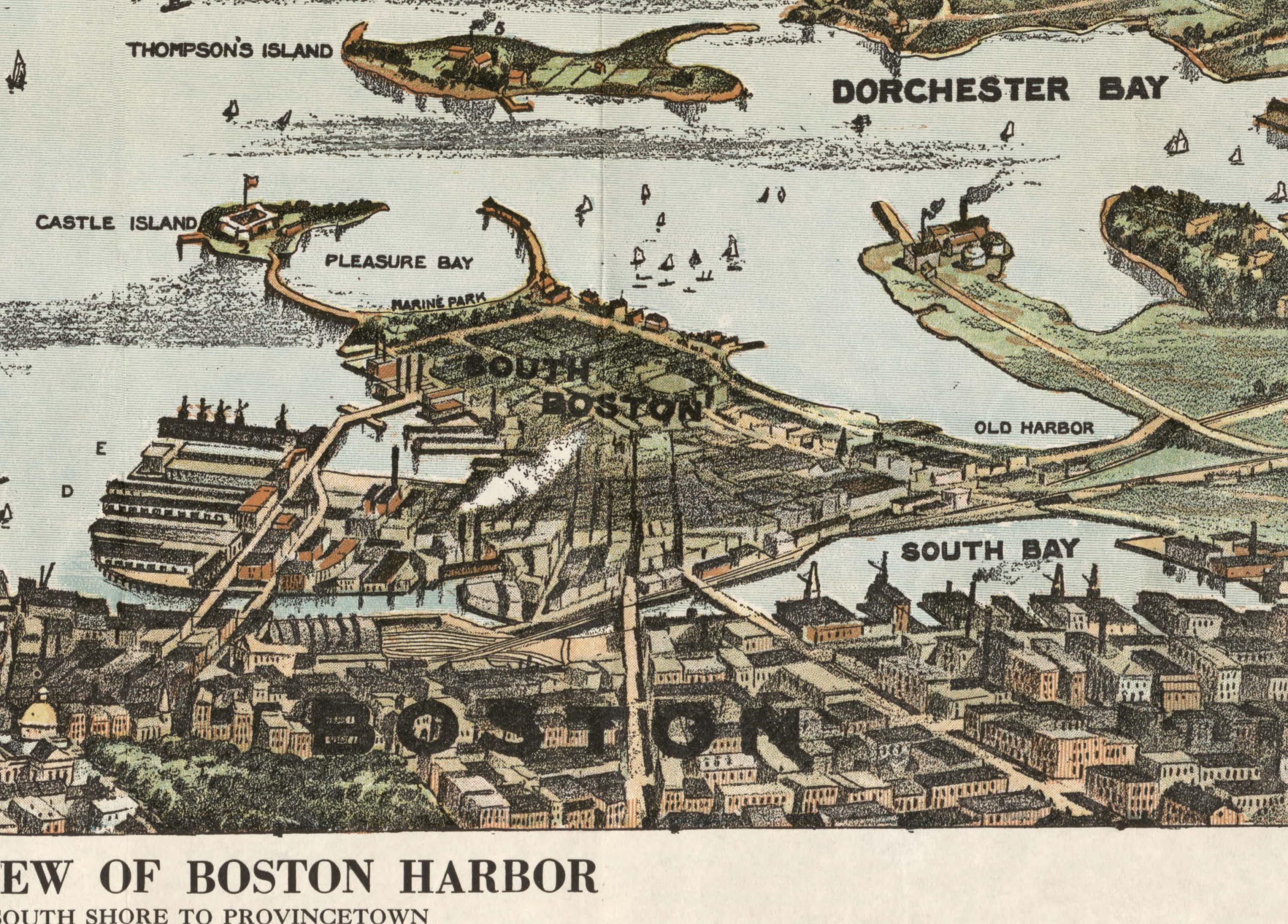 Boston 1920 Boston Harbor Bird's Eye View Union News - Etsy.de