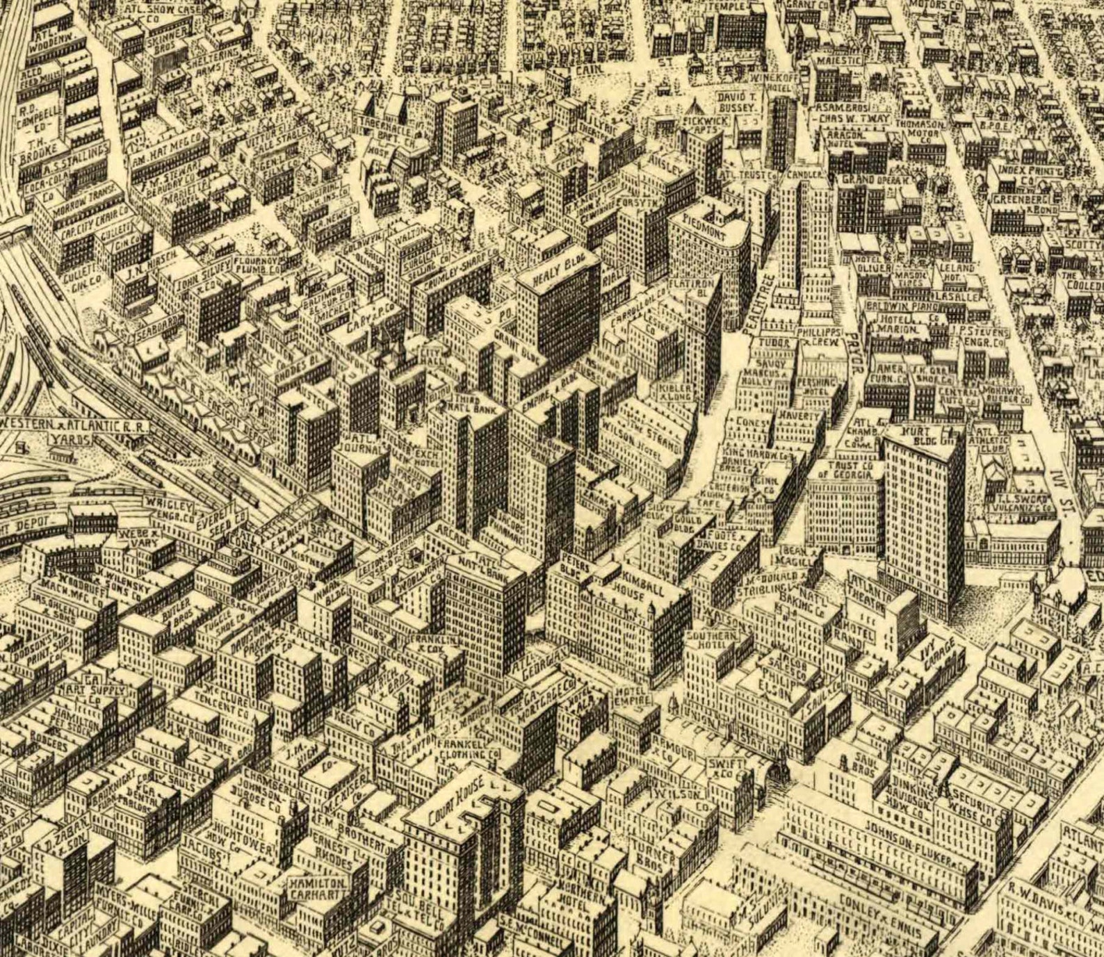 Atlanta Georgia - Old 1919 Birds Eye View - Foote & Davies - Reprint - Etsy