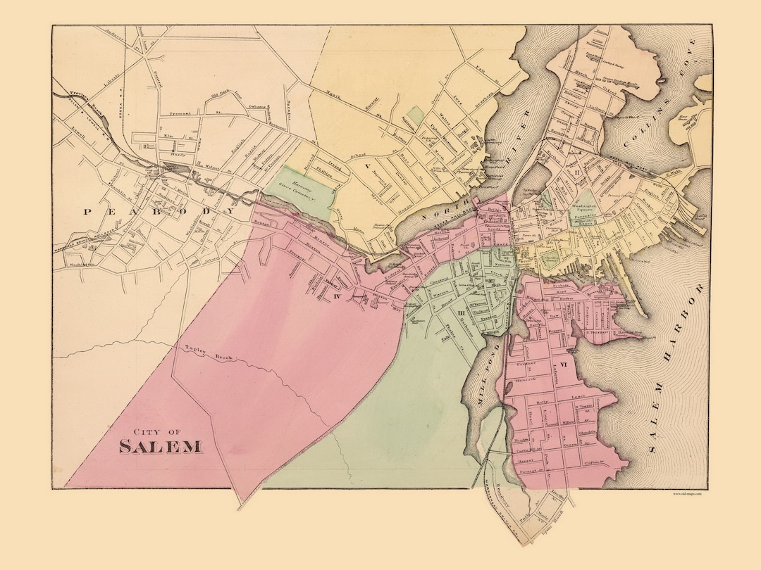 Salem 1871 Map - Massachusetts - Walling and Gray - Old Map Reprint ...