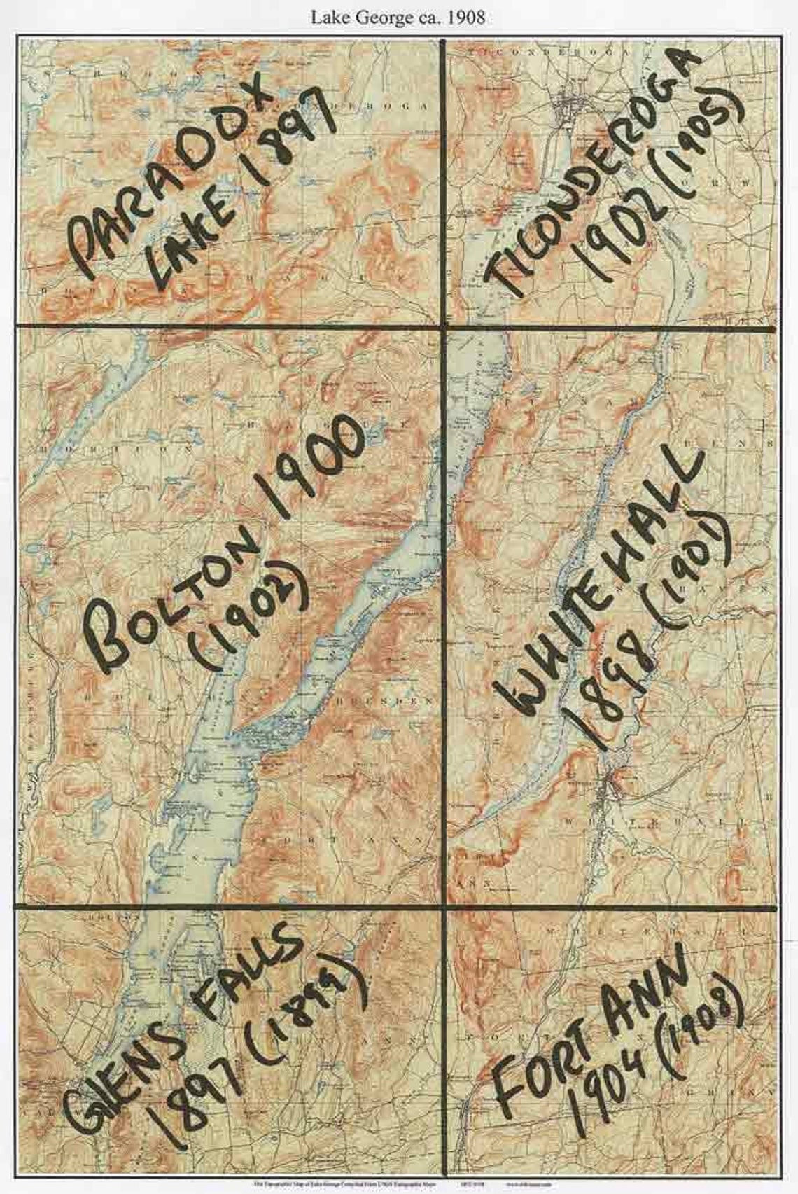 Lake George 1904 USGS Old Topographic Map Custom Composite | Etsy