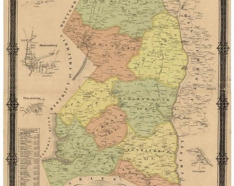 Kent County Maryland 1860 by Simon J. Martenet Old Wall Map | Etsy