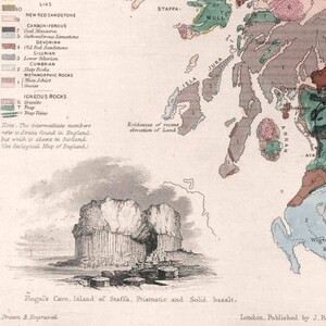 Scotland 1850 Old Map - Geology - Emslie - Reprint - Etsy