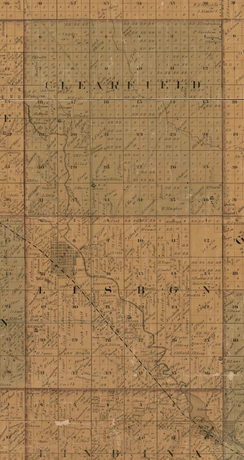 Juneau County Wisconsin 1876 Old Wall Map Reprint With | Etsy
