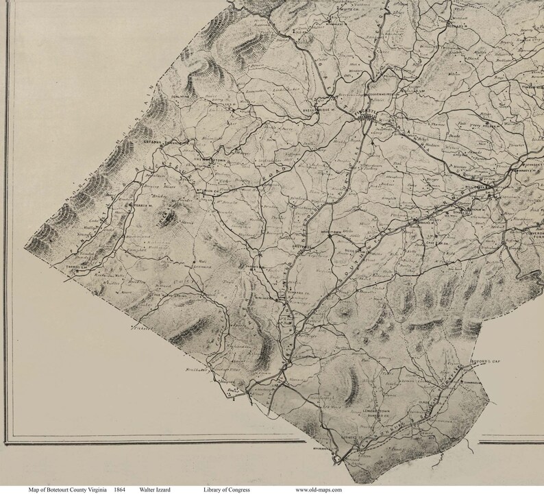 Botetourt County Virginia 1864 - Old Wall Map With Homeowner Names ...