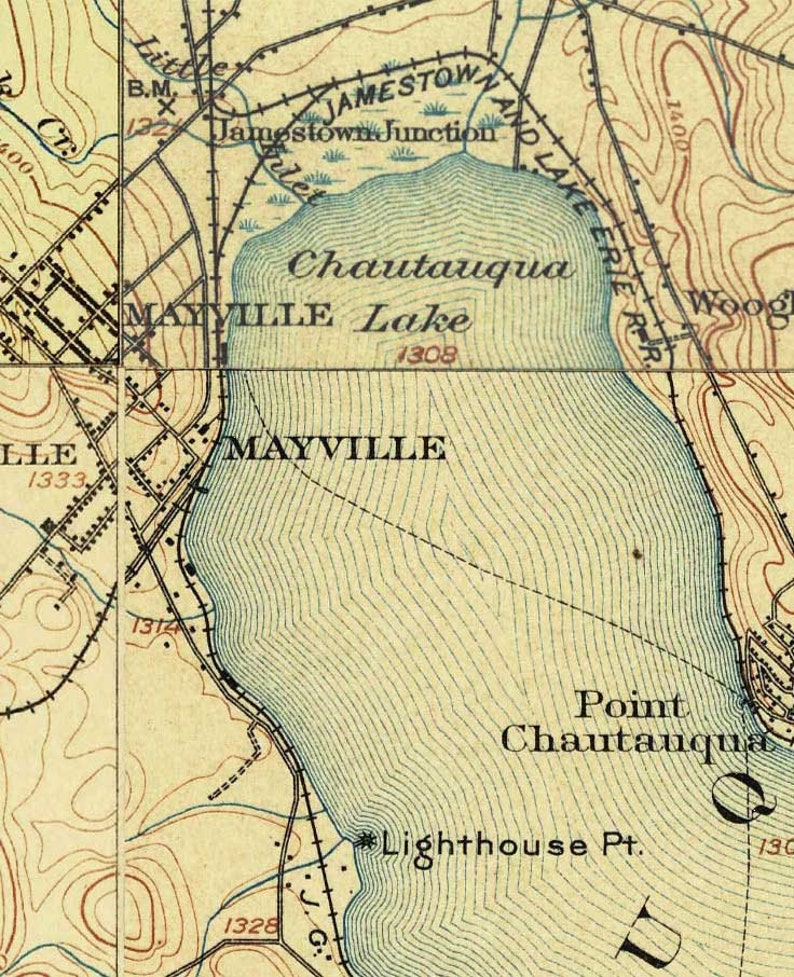Chautauqua Lake 1904 USGS Old Topographic Map Custom - Etsy Chautauqua Lake 1904 USGS Old Topographic Map Custom - Etsy