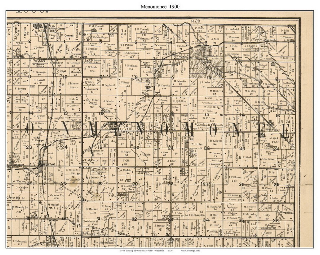 Menomonee 1900 - Old Town Map With Homeowner Names - Lannon Fussville ...