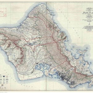 Old Map of Oahu 1938 - USGS Special Map- Hawaiian Islands - Etsy
