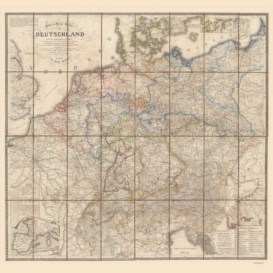Germany 1825 Rsy Old Map - Europe - Etsy