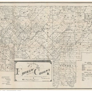 Forest County Pennsylvania 1895a - Old Wall Map With Landowner Names ...