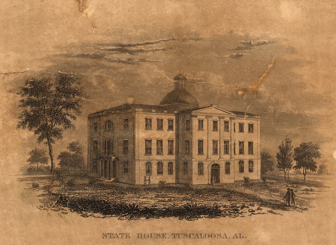 Alabama 1838 Old State Map With Early Roads Reprint - Etsy