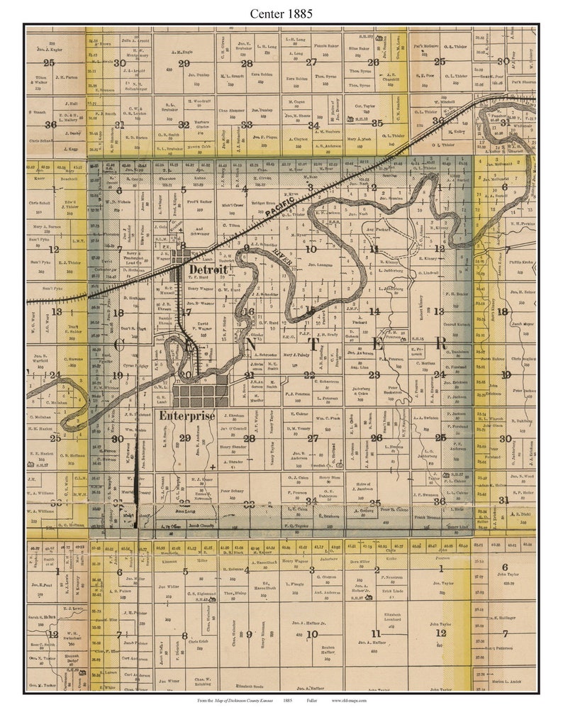 Center 1885 Old Town Map With Homeowner Names Enterprise | Etsy