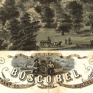 Boscobel Wisconsin - 1869 Birds Eye View - Reprint - Etsy