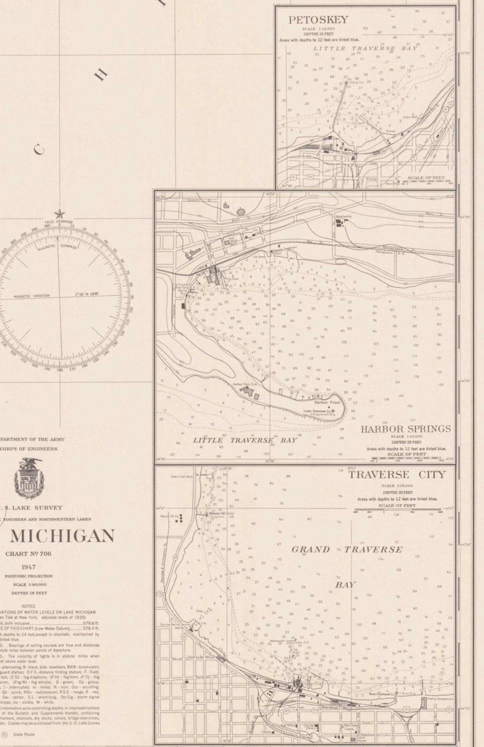 Grand Traverse Bay to Little Traverse Bay - 1947 Lake Michigan ...