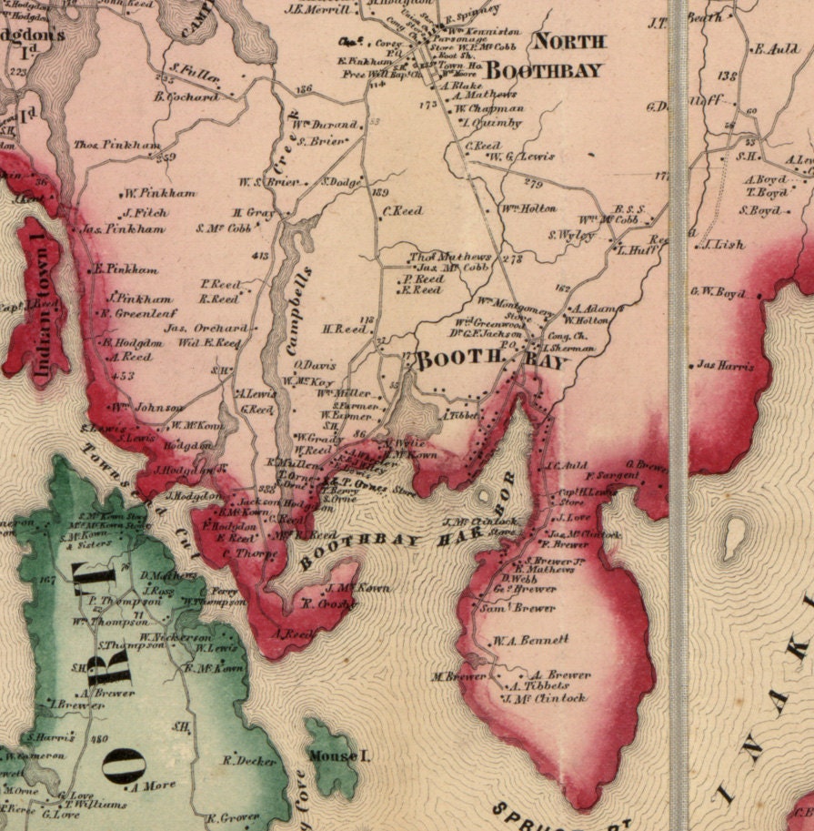 Lincoln County Maine 1857 Old Wall Map Reprint With - Etsy