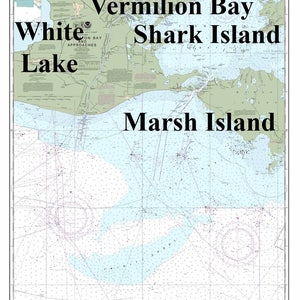 Vermillion Bay Approaches 1933 Nautical Old Map Reprint - Louisiana ...