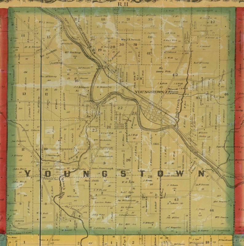 Mahoning County Ohio 1860 Old Wall Map Reprint With - Etsy