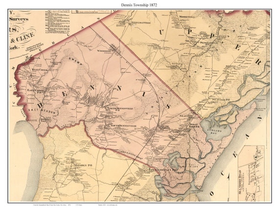 Municipio de Dennis Mapa del casco antiguo de 1872 con | Etsy México