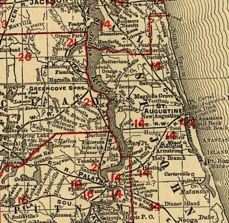 Florida 1900 State Map by Rand Mcnally & Co. Reprint | Etsy