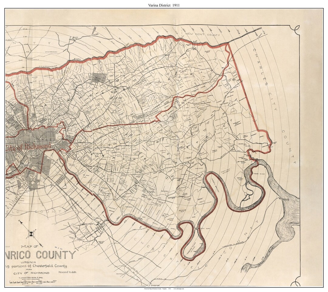 Varina District 1911 Old Town Map With Homeowner Names - Virginia ...