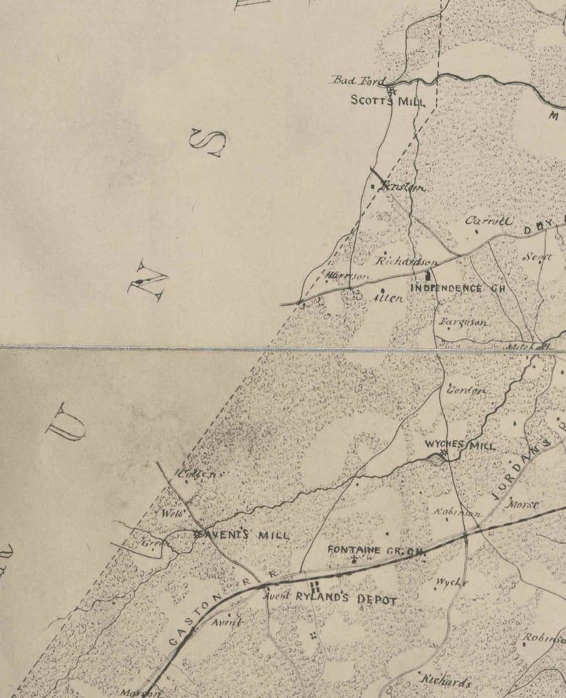 Greensville County Virginia 1864 Old Wall Map With Homeowner Names ...