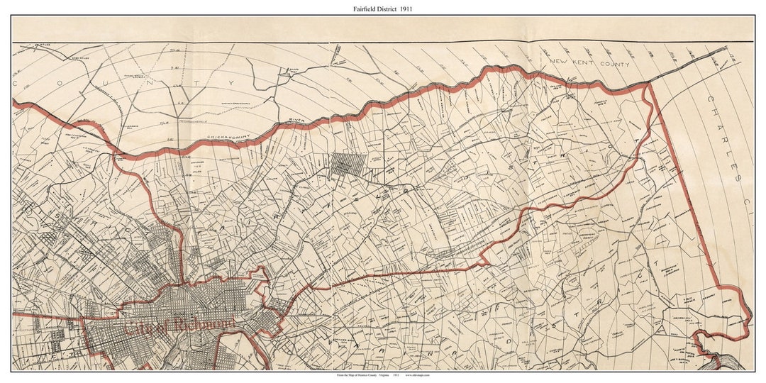 Fairfield District 1911 Old Town Map With Homeowner Names - Virginia ...