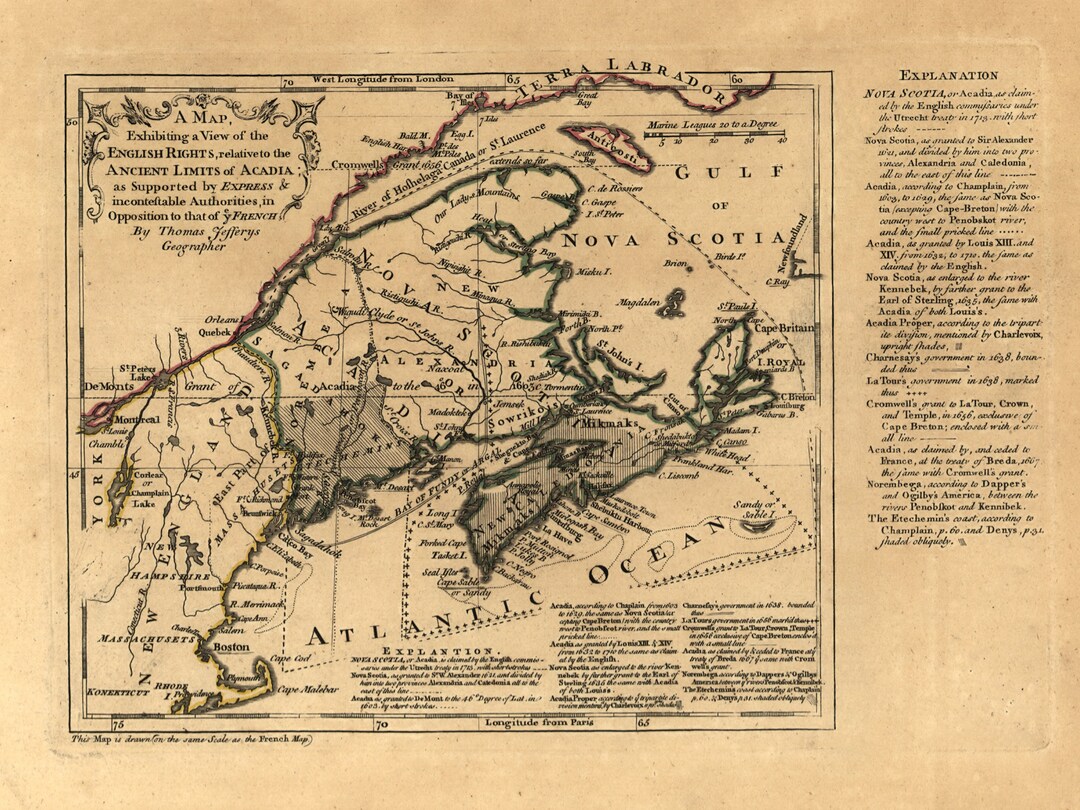 Canadian Maritime Provinces - 1768 - Old Map Reprint USA 1768 Atlas 17 ...