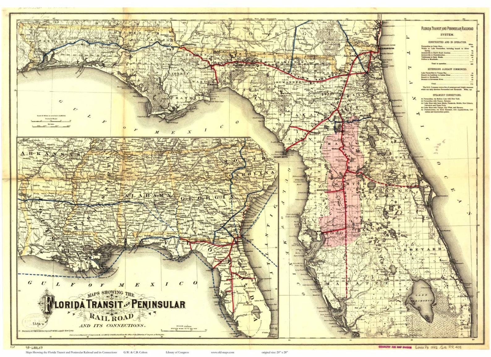 Florida 1882 State Map - by Colton - Reprint - Etsy