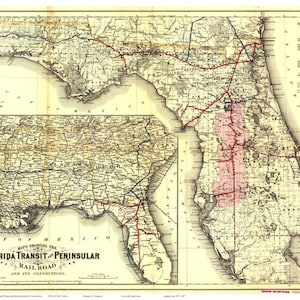Florida 1882 State Map - by Colton - Reprint - Etsy