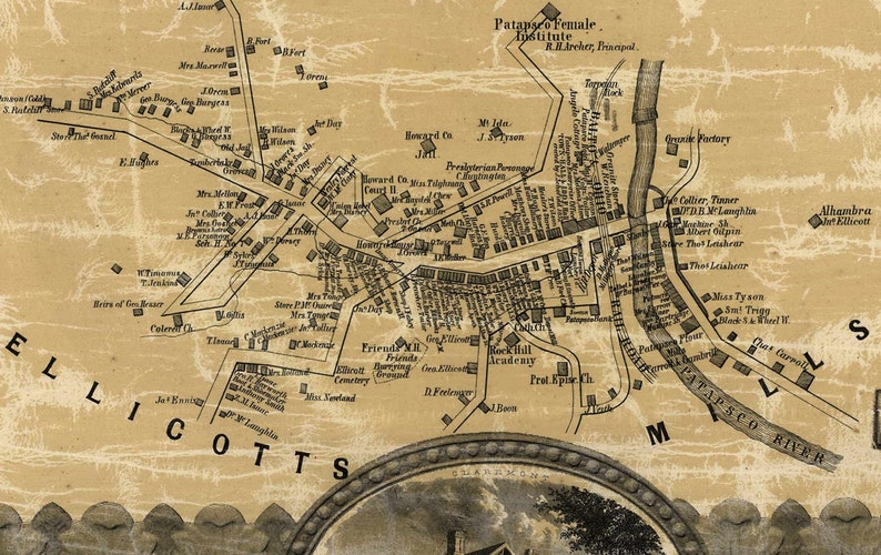 Howard County Maryland 1860 Old Wall Map Reprint With | Etsy