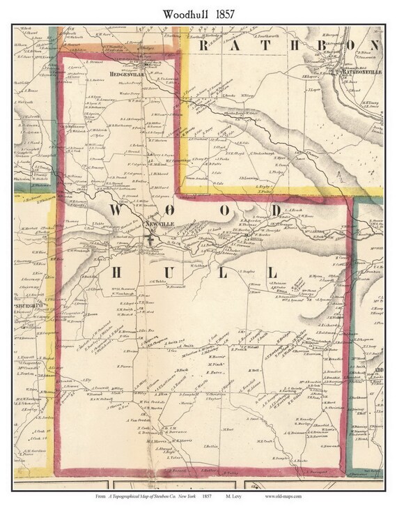 Woodhull 1857 Old Town Map With Homeowner Names New York - Etsy