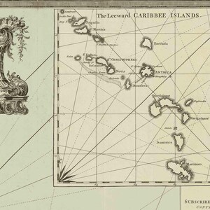 St Kitts St. Christopher Map - Ca 1753 by Baker - Landowners Reprint ...