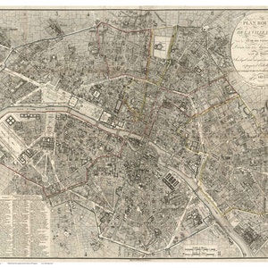 Old Map of Paris 1823 France -- Shows Municipal Divisions and Suburbs ...