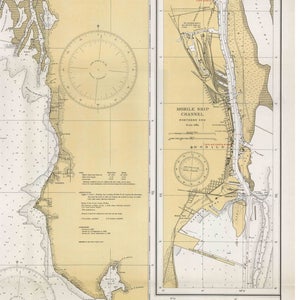 Mobile Bay 1933 Nautical Old Map Reprint - Alabama - Fairhope Bon ...