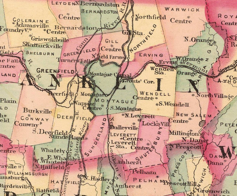 Massachusetts 1871 Railroad Map by H.F. Walling Reprint MA - Etsy