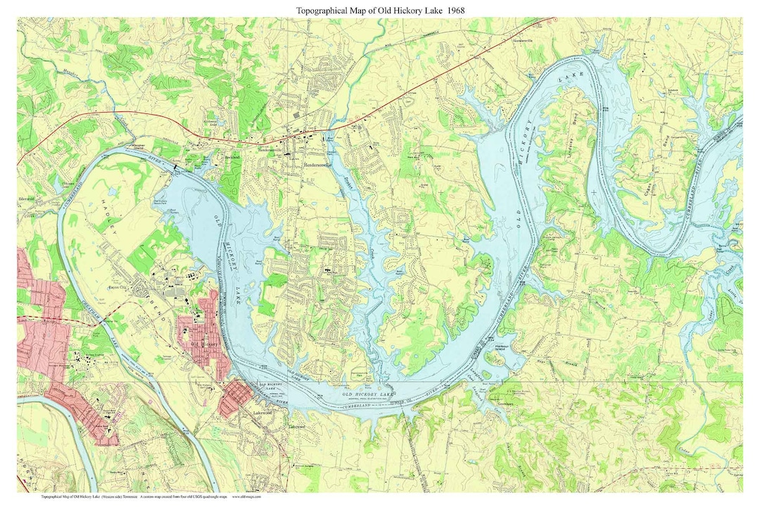 Old Hickory Lake 1968 Old Map (western Section) Topo Nashville ...