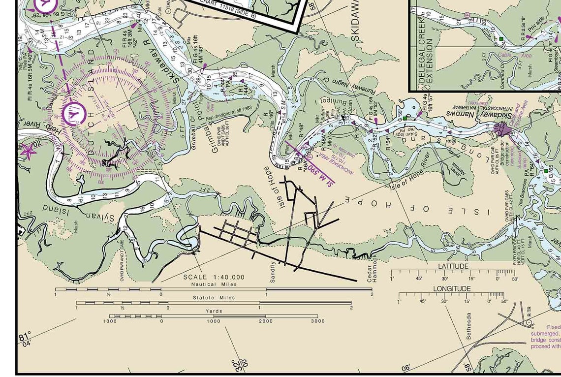 Beaufort River & St Simons Sound - 2015 - Old Map Nautical Chart ...
