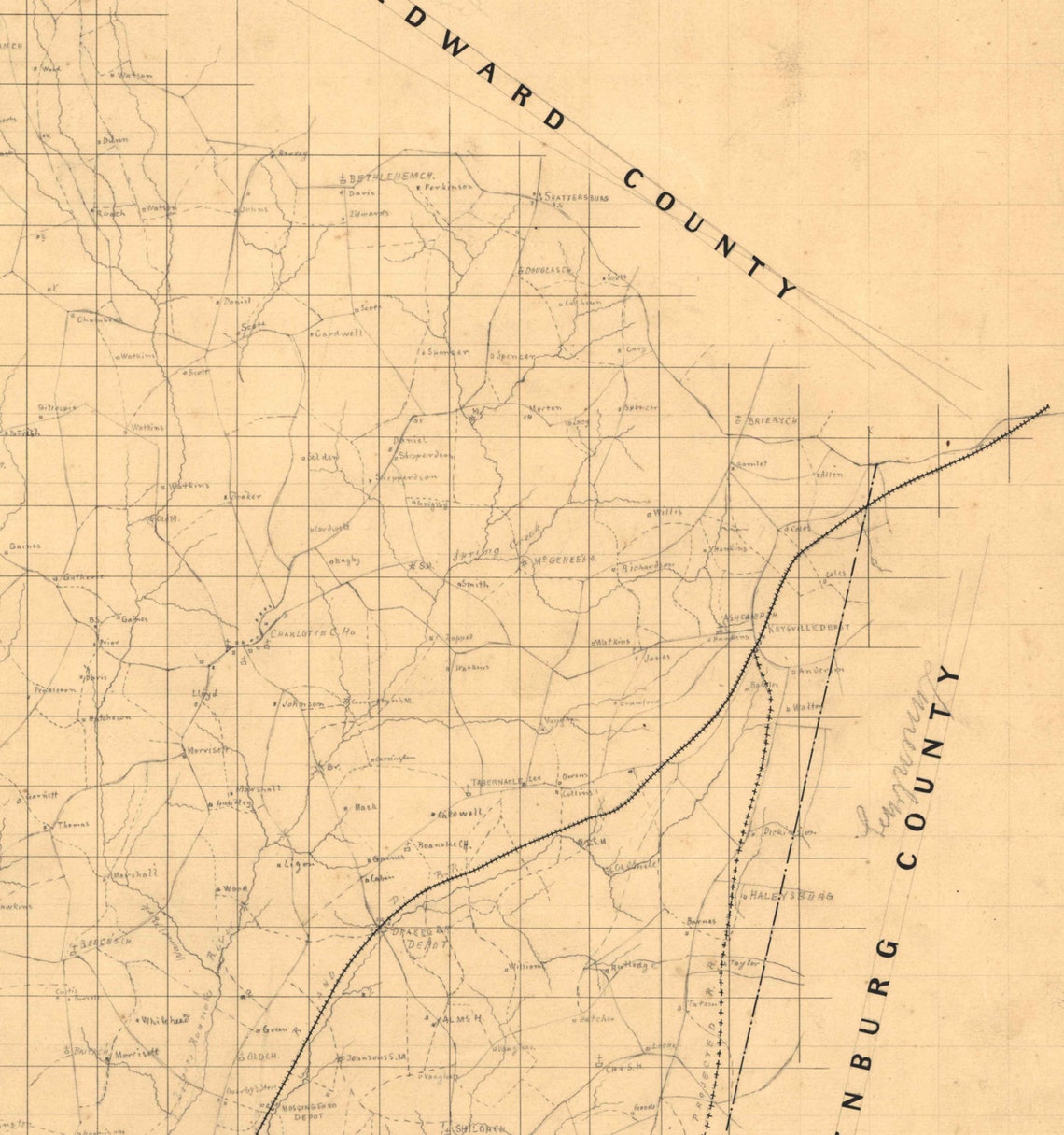 Charlotte County Virginia 1860x Old Wall Map With Homeowner - Etsy