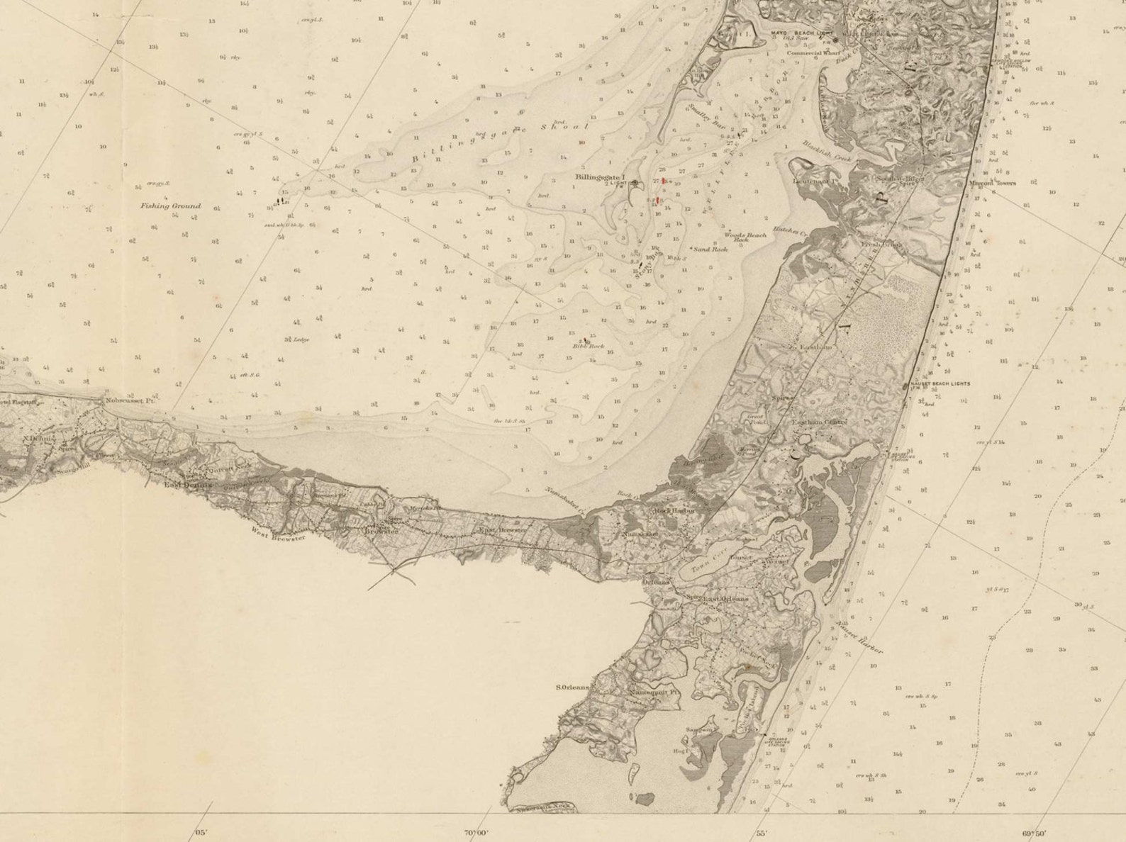 Cape Cod Bay - 1910 Nautical Map - Reprint - AC 80000 - Chart 110 - Etsy