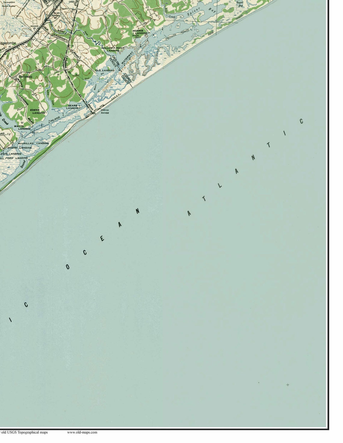 Topsail Sound 1948 Map Old Topographic USGS Custom Composite - Etsy