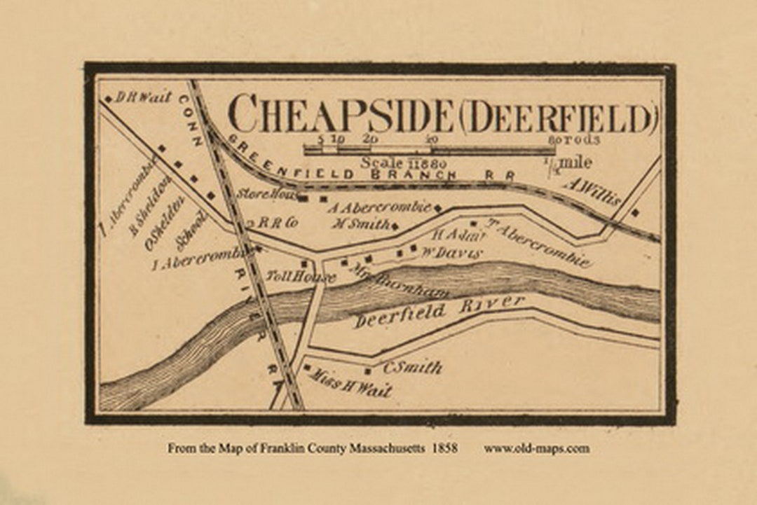 Cheapside 1858 Old Town Map With Homeowner Names Deerfield ...