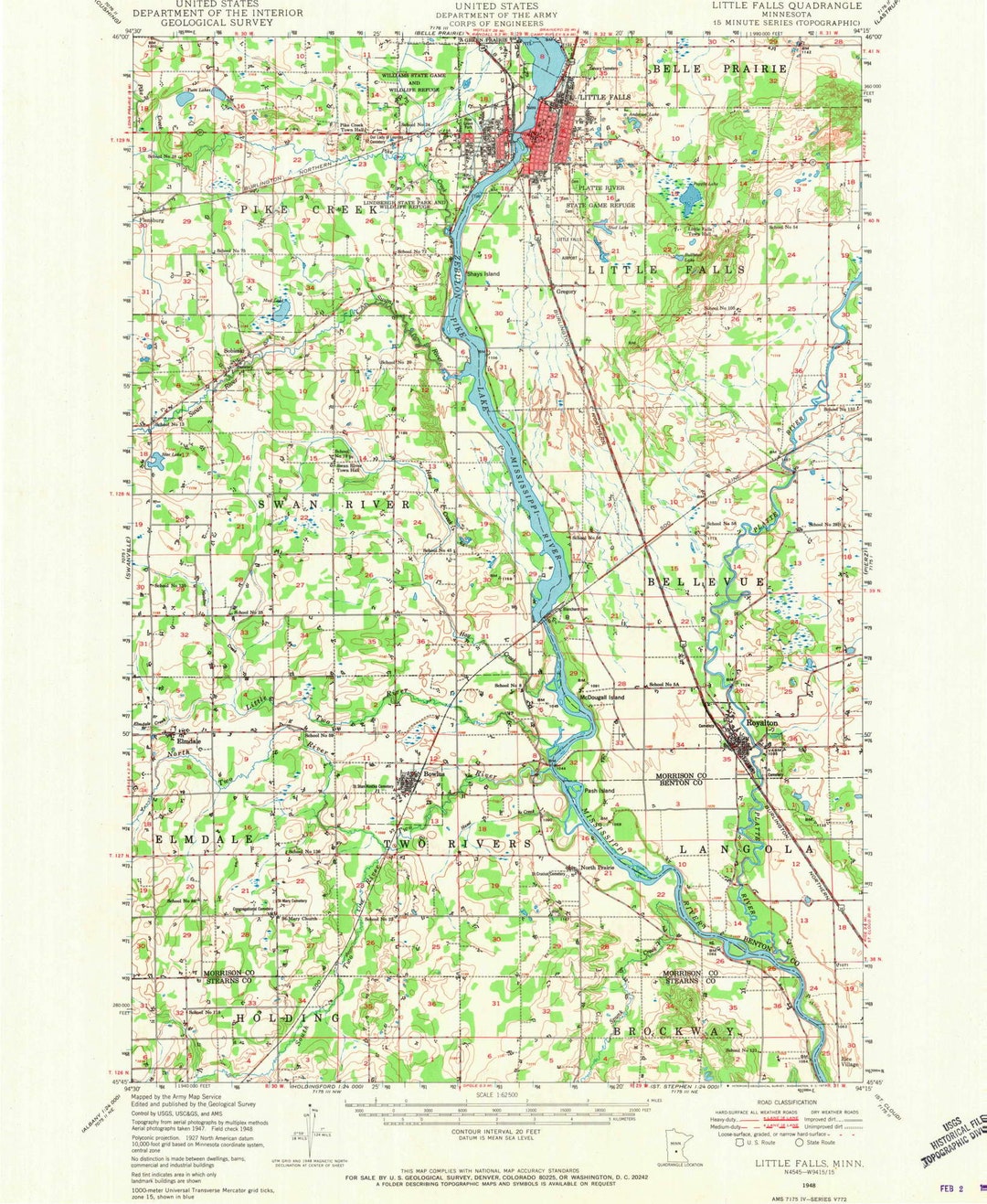 Little Falls 1948 1973 Old Topo Map Quad Reprint USGS Topographic ...