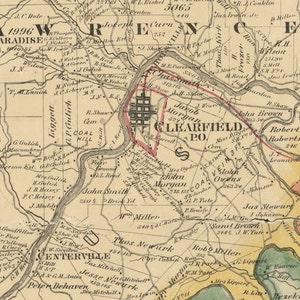 Clearfield County Pennsylvania 1866 - Old Wall Map With Homeowner Names ...