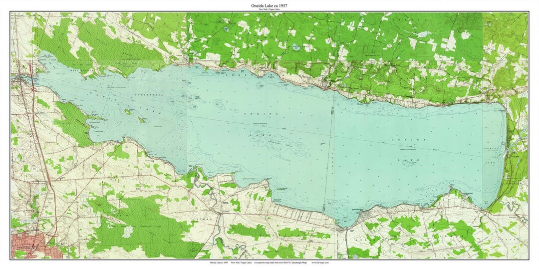 Oneida Lake 1957 - USGS Old Topographic Map Custom Composite Reprint ...